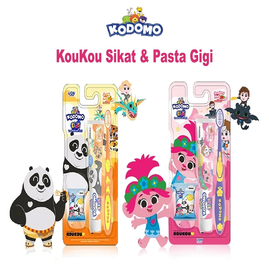 Jual Kodomo Sikat & Pasta Gigi Koukou 2in1 |Toothbrush & Toothpaste Kids | Strawberry & Orange ...