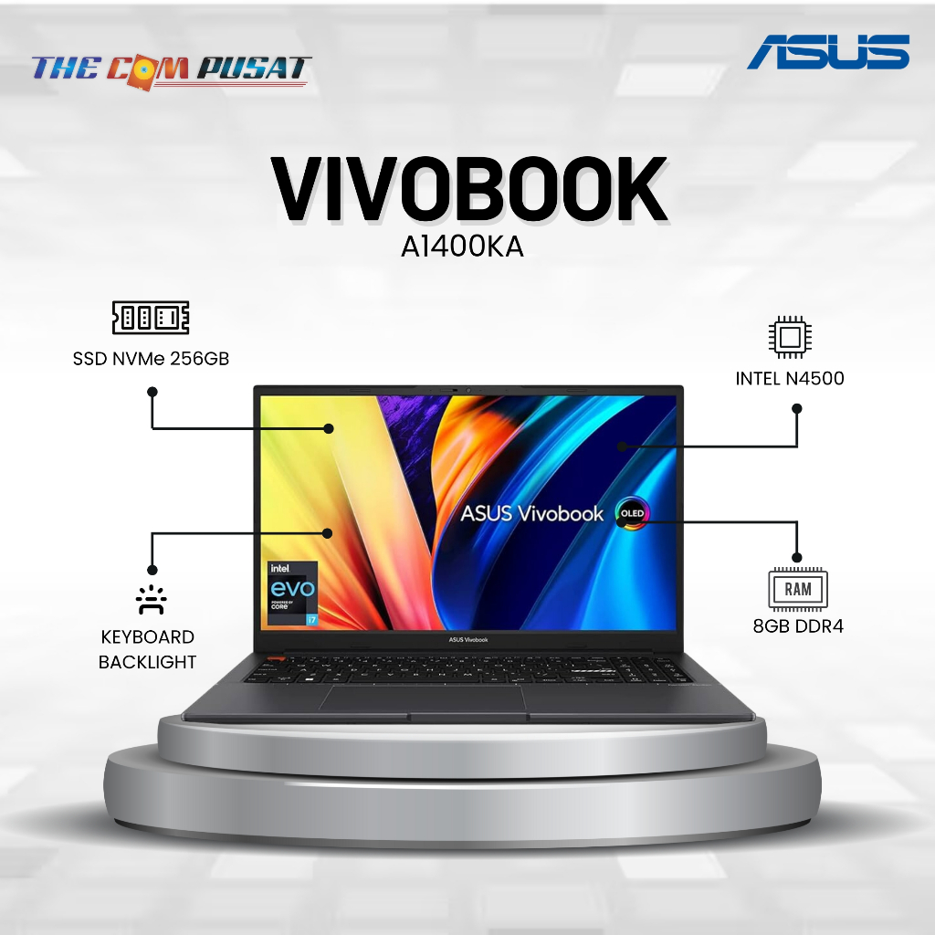 Jual ASUS Vivobook 14 A1400KA N4500 DDR4 4GB/8GB 256GB/512GB SSD 14 ...
