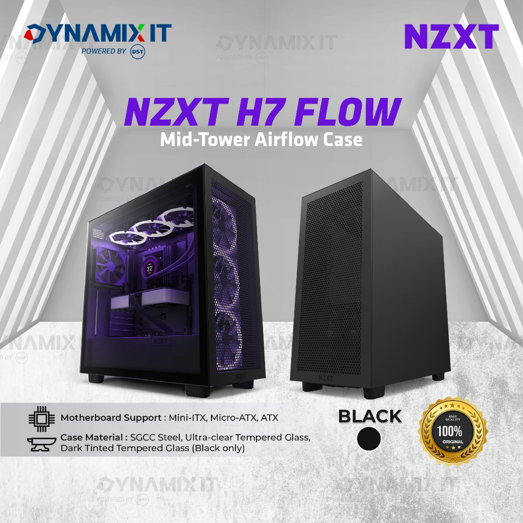 Jual NZXT H7 FLOW RGB Mid Tower Airlfow PC Case - Matte Black | Shopee ...