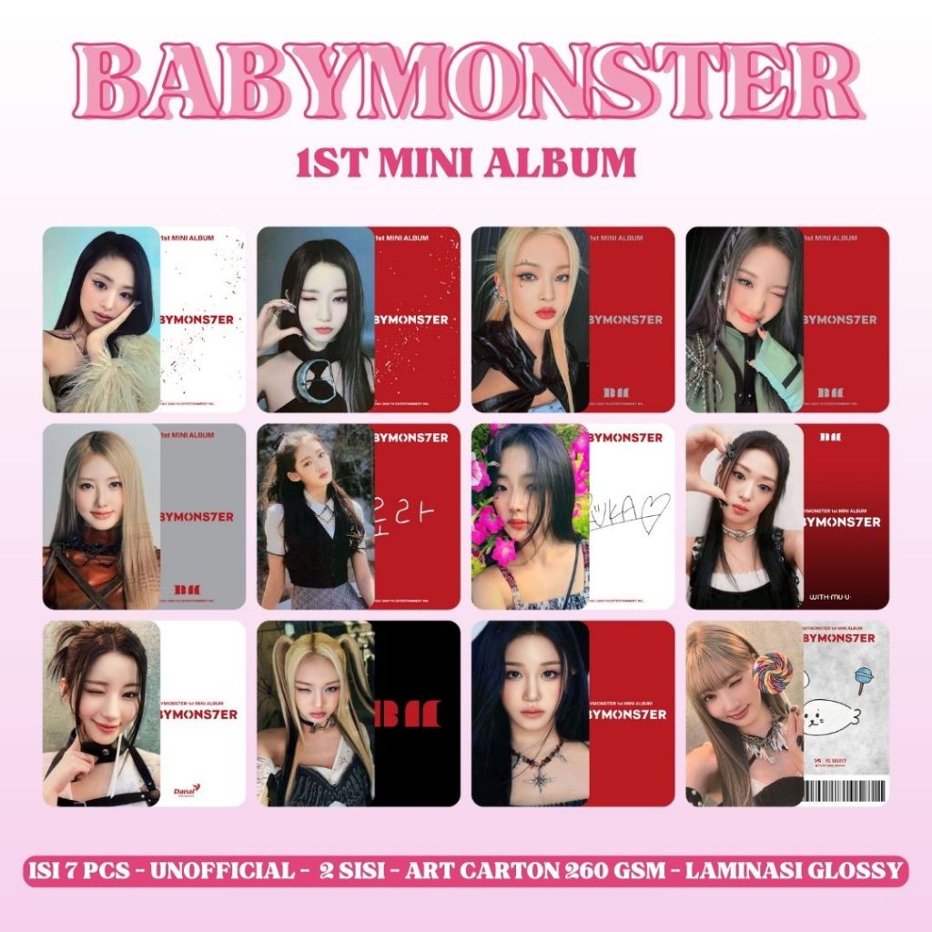 Jual Photocard BABY MONSTER 1st Mini Album BABYMONS7ER - PC Premium 2 Sisi Kartu Kpop Merch ...