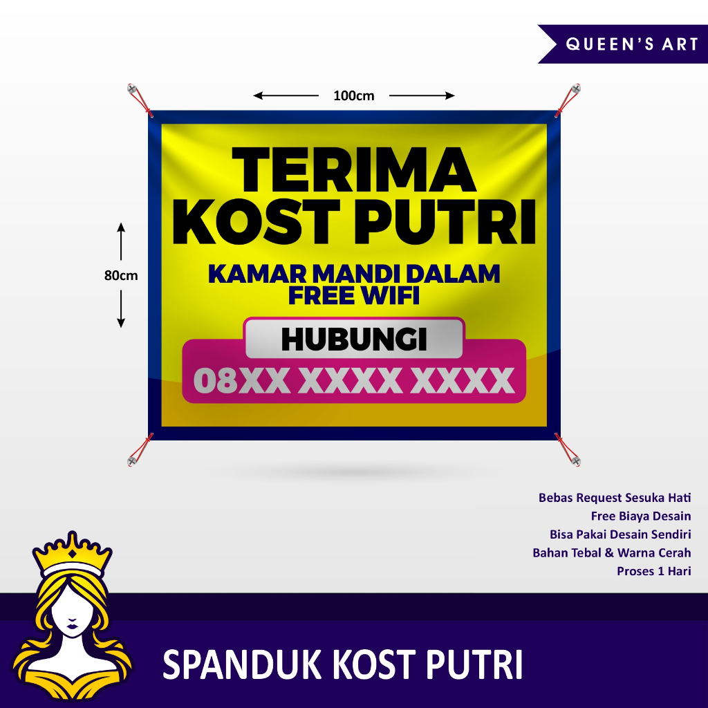 Jual spanduk kost putri / spanduk asrama putri / spanduk terima kost ...