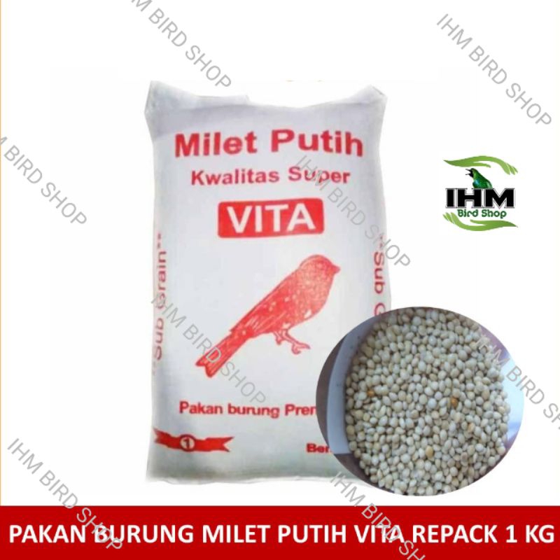 Jual Milet Putih Merk Vita 1kg Repack Pakan Burung Perkutut Milet Putih ...