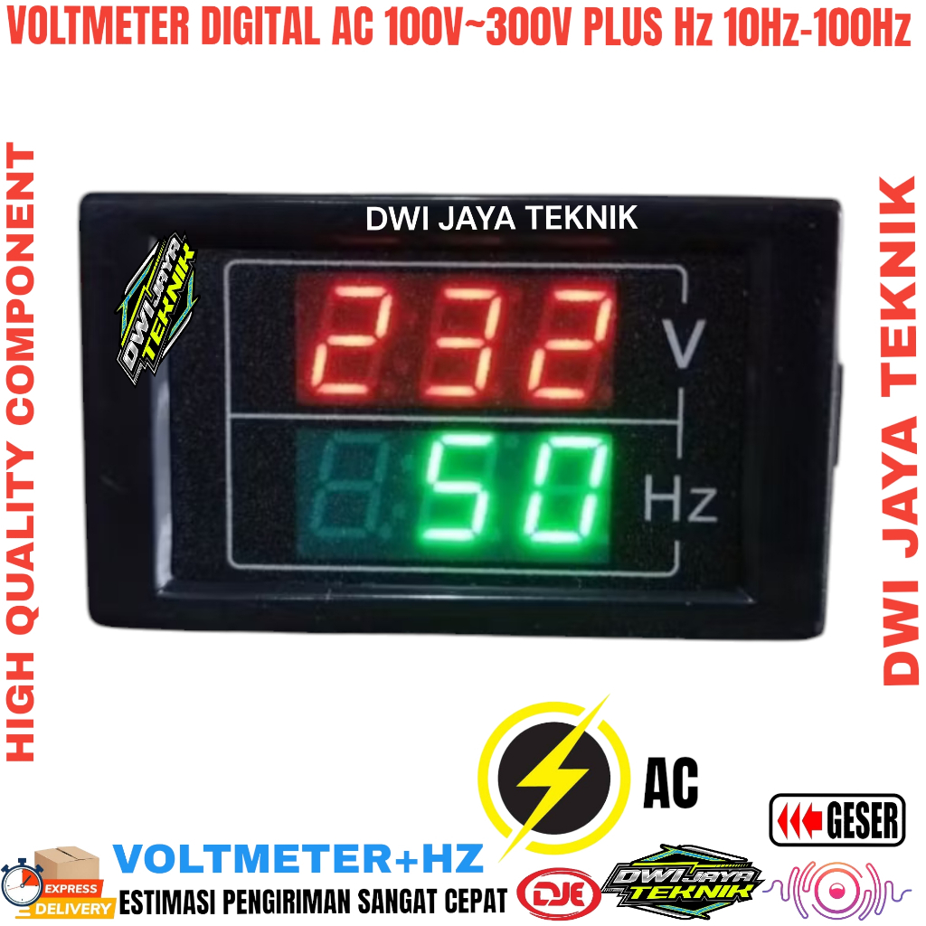 Jual VOLMETER VOLMETER DIGITAL AC 100V - 300V PLUS HZ 10HZ-100HZ ...