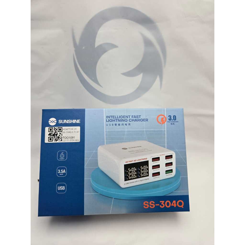 Jual ADAPTOR CHARGER CAS SUNSHINE SS-304D 6 PORT USB | Shopee Indonesia