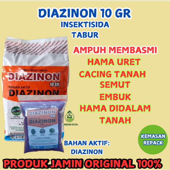 Jual INSEKTISIDA DIAZINON 100 GRAM PEMBASMI ULAT TANAH URET CACING ...