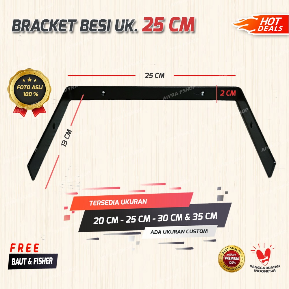 Jual Bracket besi U / besi penyangga rak gantung ( ambalan ) panjang ...