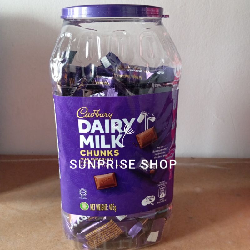 Jual Cadbury Dairy Milk Chunks Cokelat Jar 382 gram | Shopee Indonesia