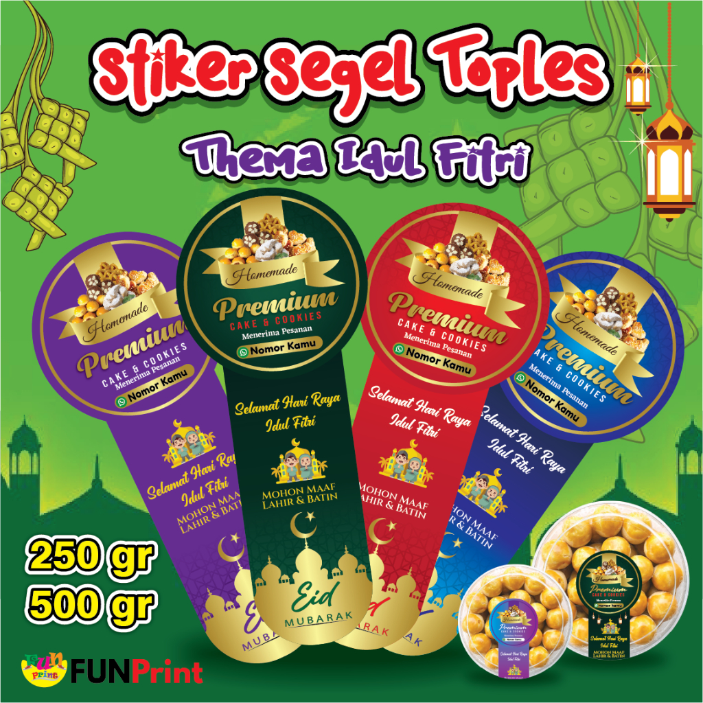 Jual Stiker Toples 250 - 500 gram Tema Idul Fitri / Stiker Lebaran ...