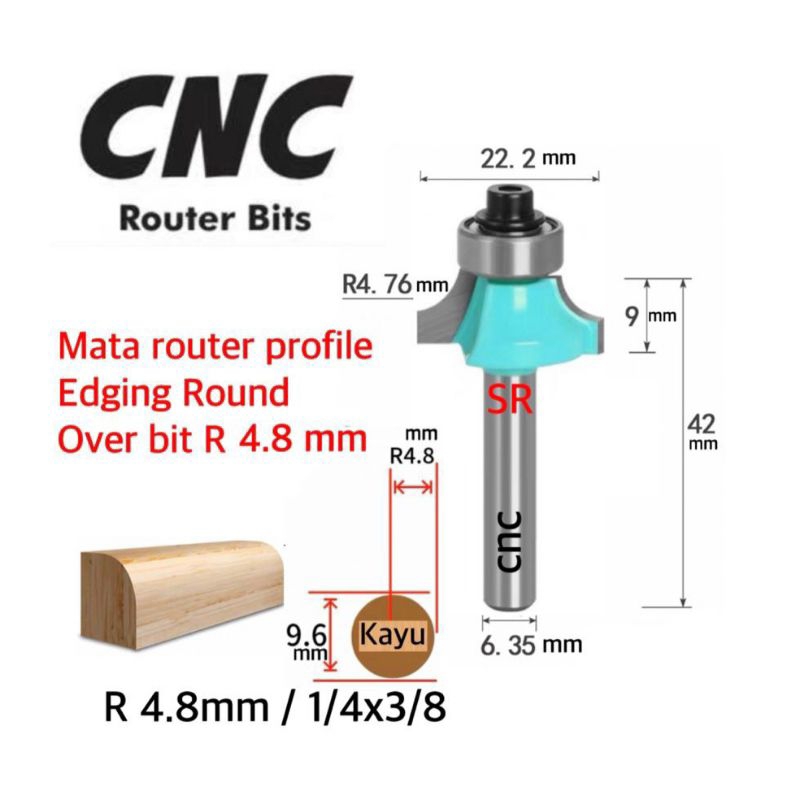 Jual Mata Profil/ Router Round Over Bits 5 mm (1/4 × 3/8 / 301-031 ...