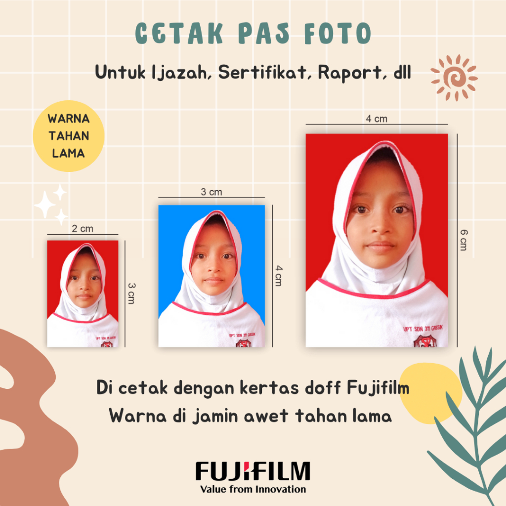 Jual Cetak Pas Foto MURAH Ukuran 2x3 3x4 4x6 DOFF Fujifilm | DOFF KASAR ...