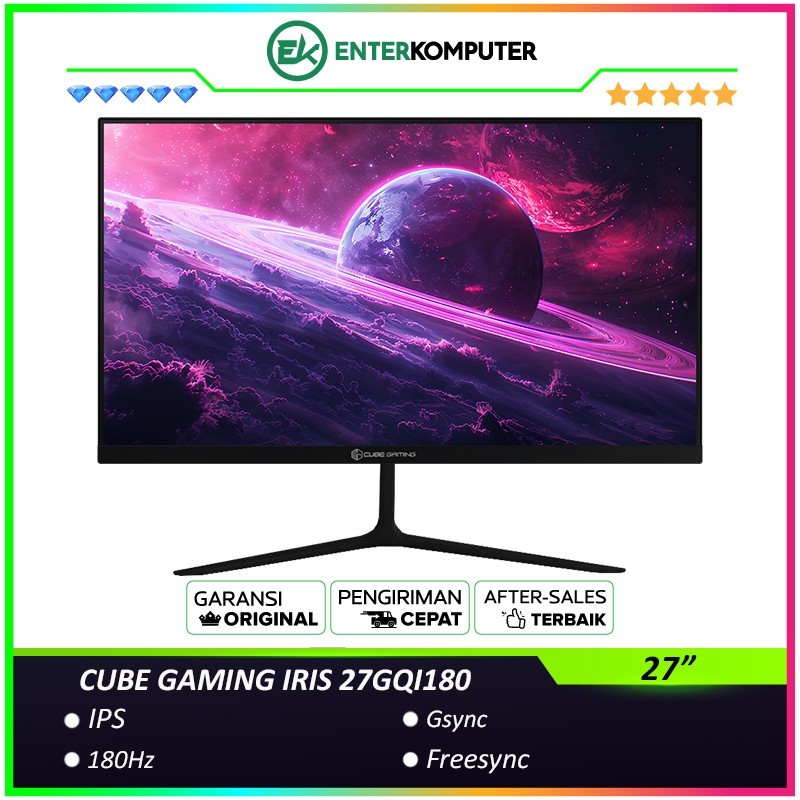 Jual CUBE GAMING IRIS 27GQI180 27" QHD 2K IPS Frameless 180Hz Gaming Monitor with G-SYNC ...