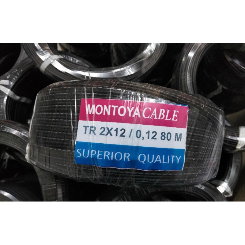 Jual kabel TR 2X14 80M double hitam strip putih / diganti jadi 2x12 ...