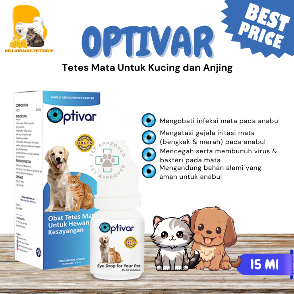 Jual Optivar Pet Eye Drop Obat Tetes Mata Hewan Mata Kemerahan Vet ...