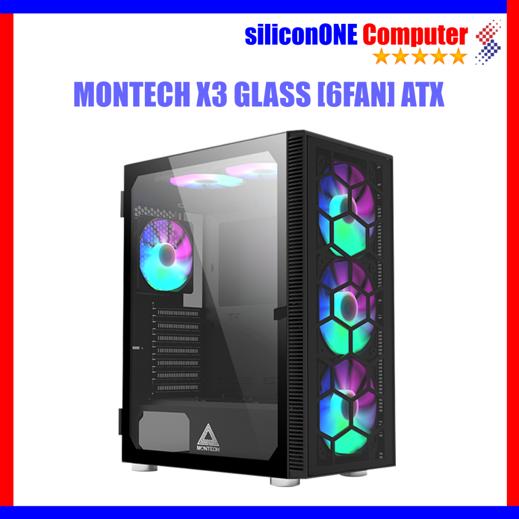 Jual Montech X3 GLASS6FAN Black [3x140MM FRGB + 3x120MM FAN] TG ATX ...