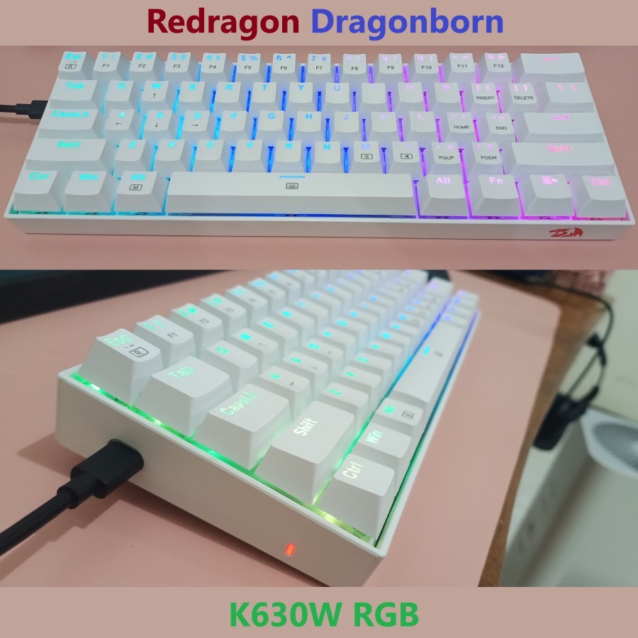 Jual Redragon DRAGONBORN WHITE - K630W-RGB Mechanical Gaming Keyboard ...