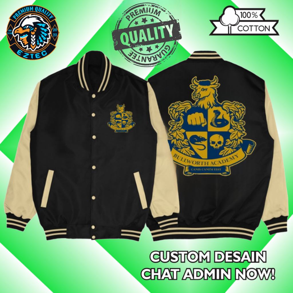 Jual JAKET VARSITY SABLON DESAIN BULLW0RTH ACADEMY SIMPLE KEREN SABLON ...