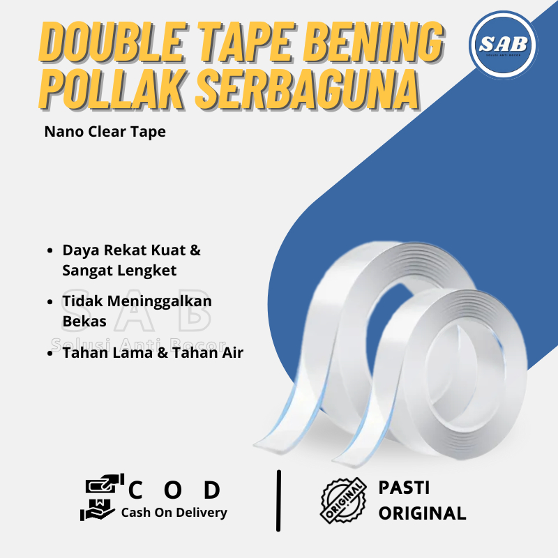 Jual Double Tape Perekat Dinding Doble Tip Super Kuat Nano Tape Bening ...