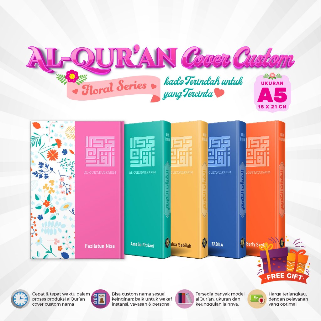 Jual Quran Custom Floral A5 Hardcover (free Tulis Nama Di Cover) Al ...