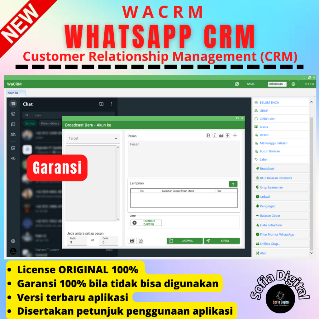 Jual WhatsApp CRM WaCRM v3.3 (ORIGINAL) New Fitur CHAT GPT, seperti WaSender | Shopee Indonesia