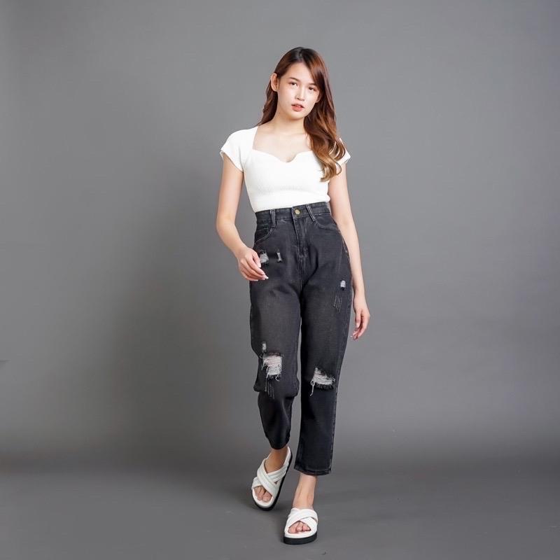 Jual HW Boyfriend Jeans Sobek Distroy Snow (Size 27-34) Korean Skinny ...