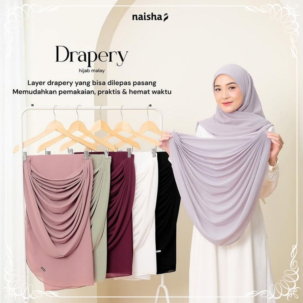 Jual Drapery Hijab Malay by Naisha | Hijab Set Instan | Layer Hijab ...