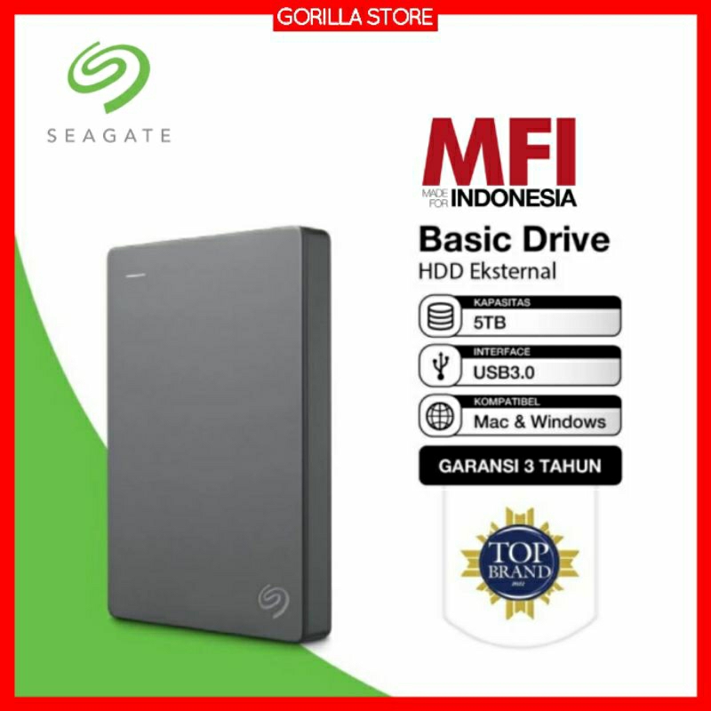 Jual Seagate Basic Portable HDD / Hardisk Eksternal 5TB USB3.0 | Shopee Indonesia