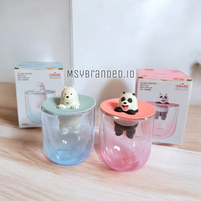 Jual MINISO GLASS WATER BOTTLE WE BARE BEARS | Shopee Indonesia