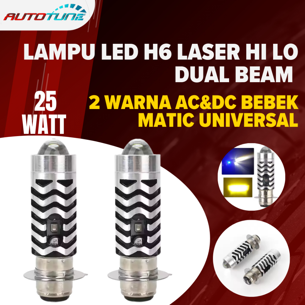 Jual LAMPU UTAMA MOTOR H6 D2 LASERGUN DEVIL EYES LAMPU LED H6 LASER HI LO DUAL BEAM 2 WARNA AC ...