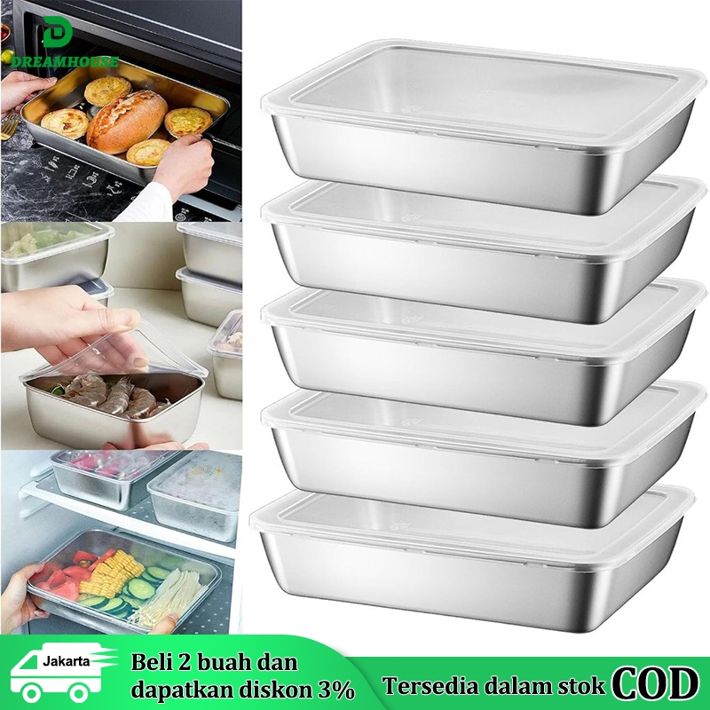 Jual Food Box Isi 5pcs Wadah Makanan Multifungsi Stainless Steel ...