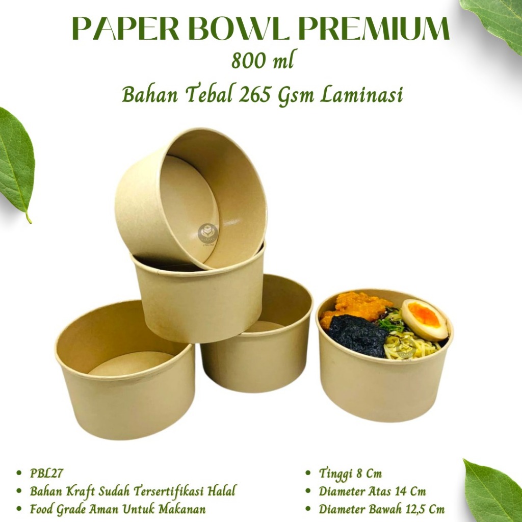 Jual Paper Bowl 800 Ml Tanpa Tutup Rice Bowl 27 0z (Isi 25 Pcs-PBL27 ...