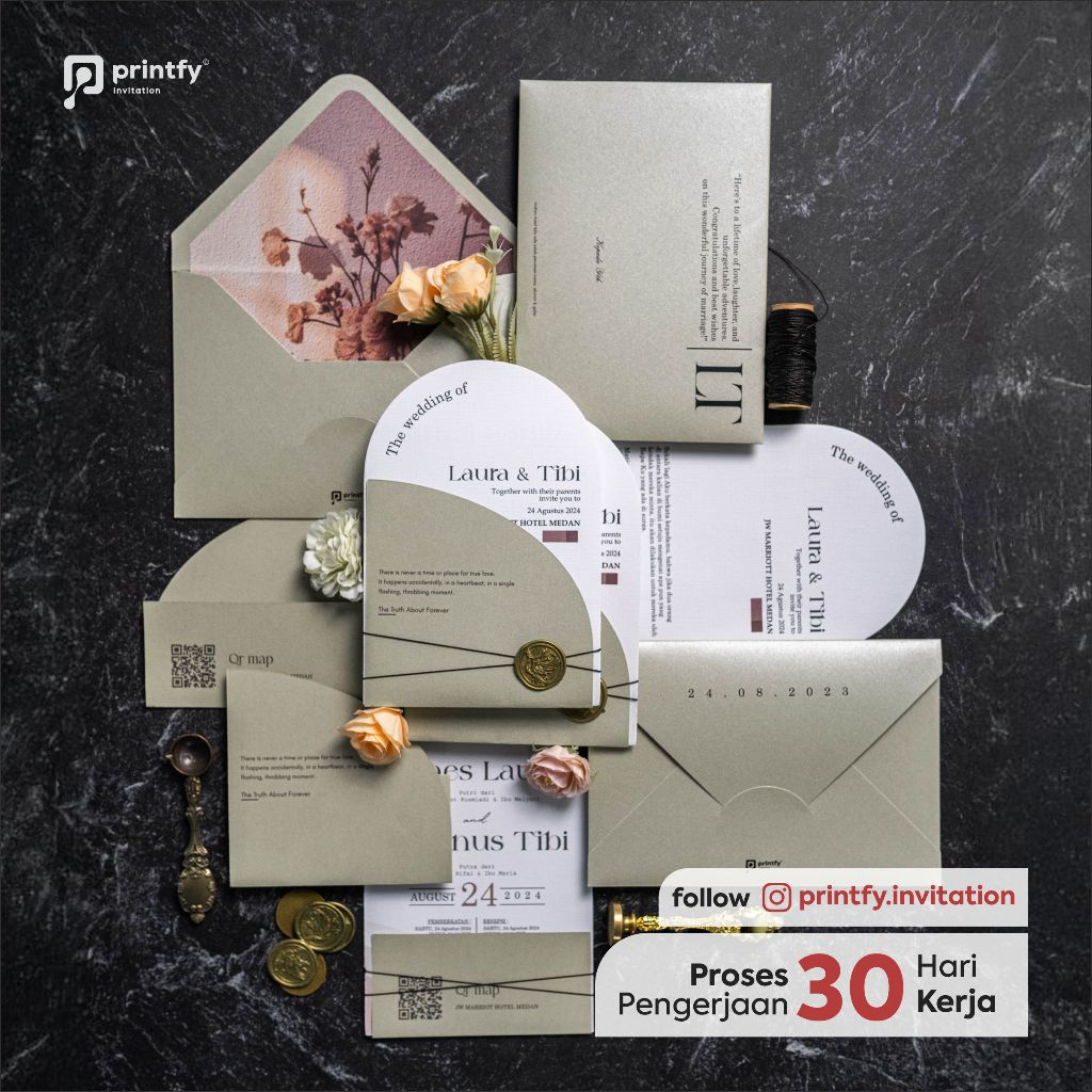 Jual undangan pernikahan aesthetic I ENVE 2 (printfy.invitation ...