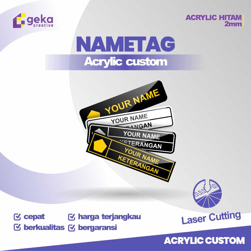 Jual NAMETAG CUSTOM / NAME TAG CUSTOM / PAPAN NAMA DADA AKRILIK ACRYLIC ...