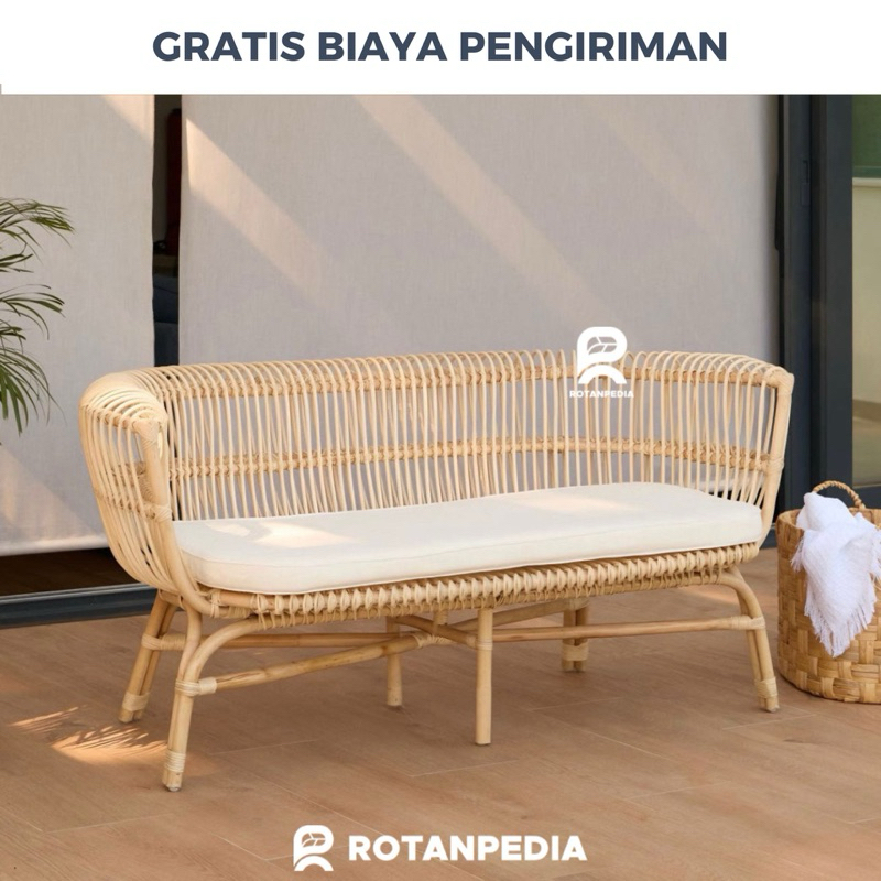 Jual Kursi Sofa Aevo Rotan Minimalis 2 Seater | Sofa Banch Tamu Rotan ...