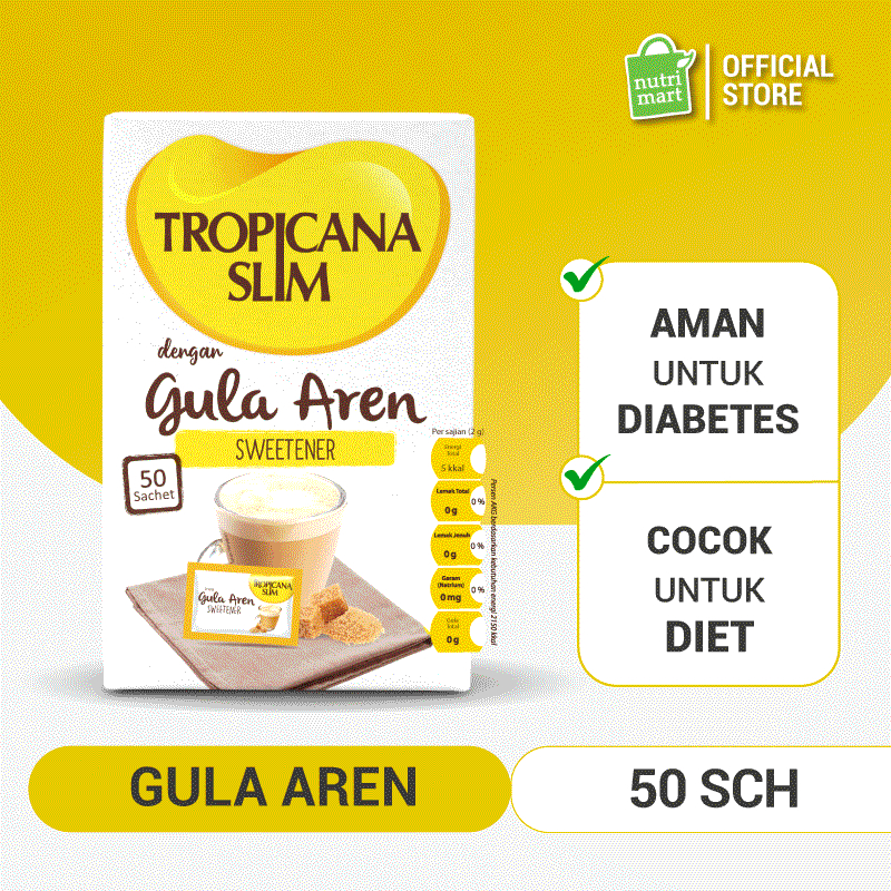 Jual Tropicana Slim Sweetener Gula Aren 50 sachet - Pemanis untuk Bantu ...