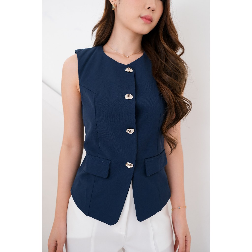 Jual Kiyorawears - Aida Button Vest / Atasan Vest Wanita / Blouse Casual / Atasan Wanita ...