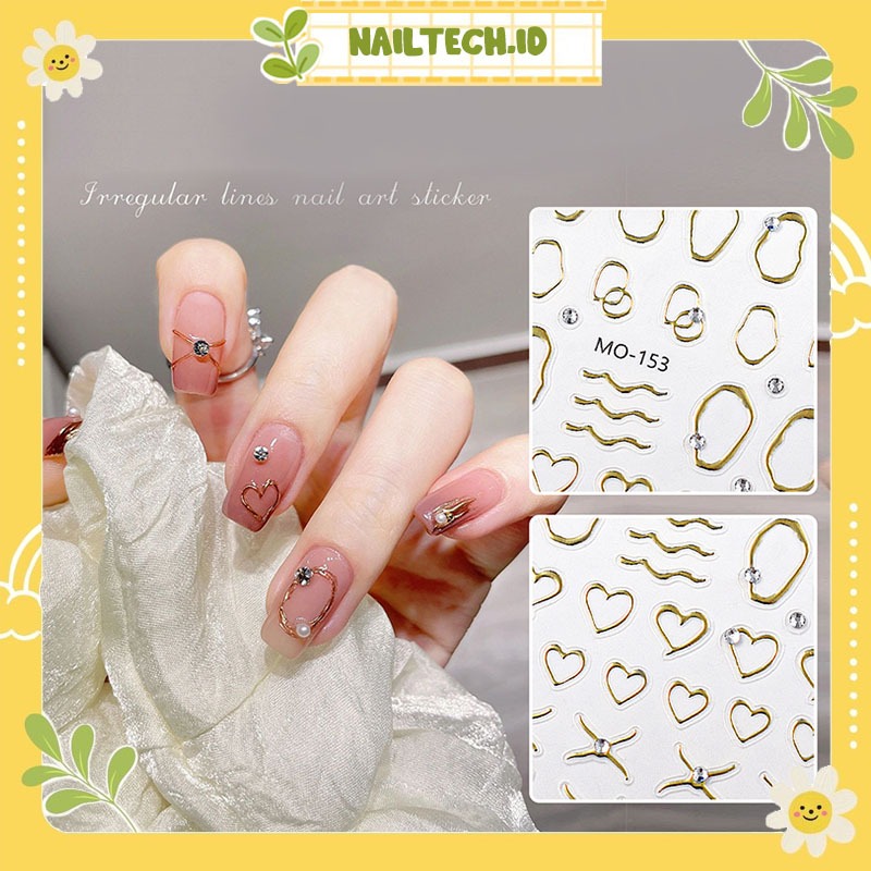 Jual Stiker Kuku / Nail Art Sticker 3D Timbul Metallic Gold Silver ...