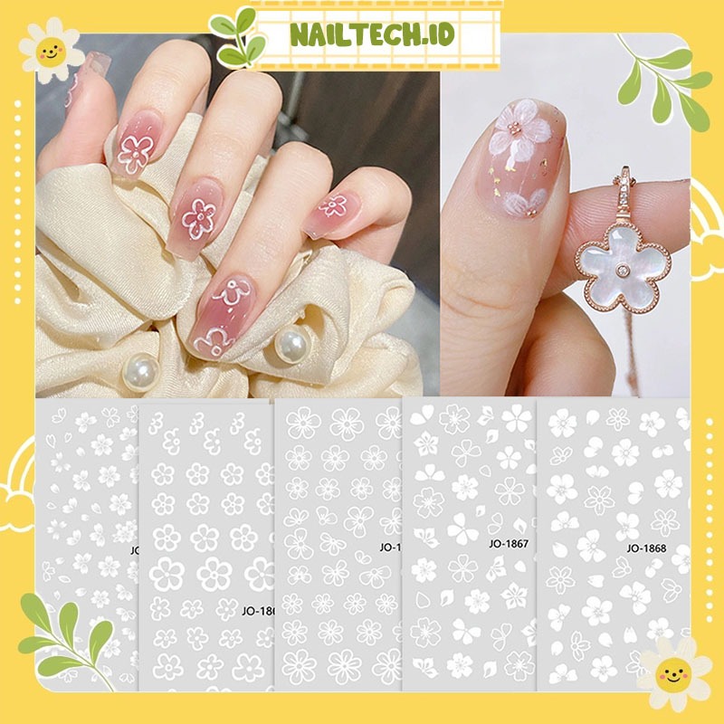 Jual Stiker Kuku White Flower Nail Sticker / Hiasan Bunga Putih Nail ...