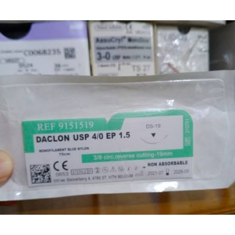Jual Daclon USP 4/0 EP Reverse Cutting-19mm Non Absorbable Blue Nylon ...