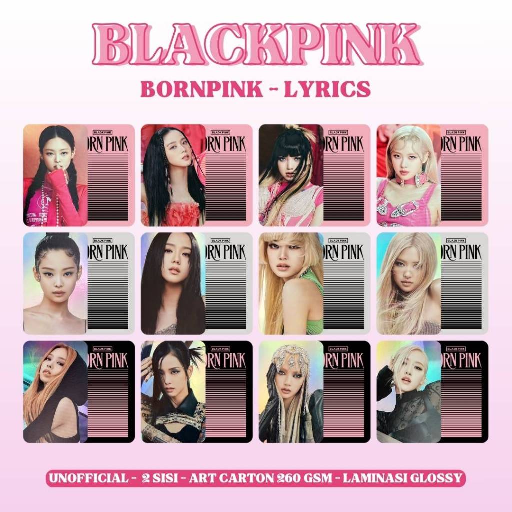 Jual Photocard BLACK*PINK BORN PINK LYRICS - PC 2 Sisi Kartu | Shopee Indonesia
