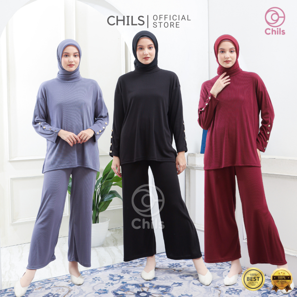 Jual CHILS - One Set Knit Wanita Kekinian Oneset Knit Set Premium Baju ...