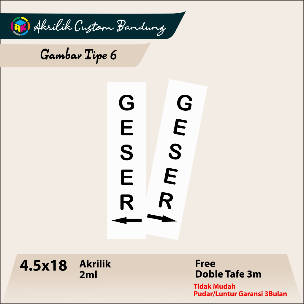 Jual Akrilik Slide Geser Tipe 6 Acrylic Signage CUSTOM | Shopee Indonesia