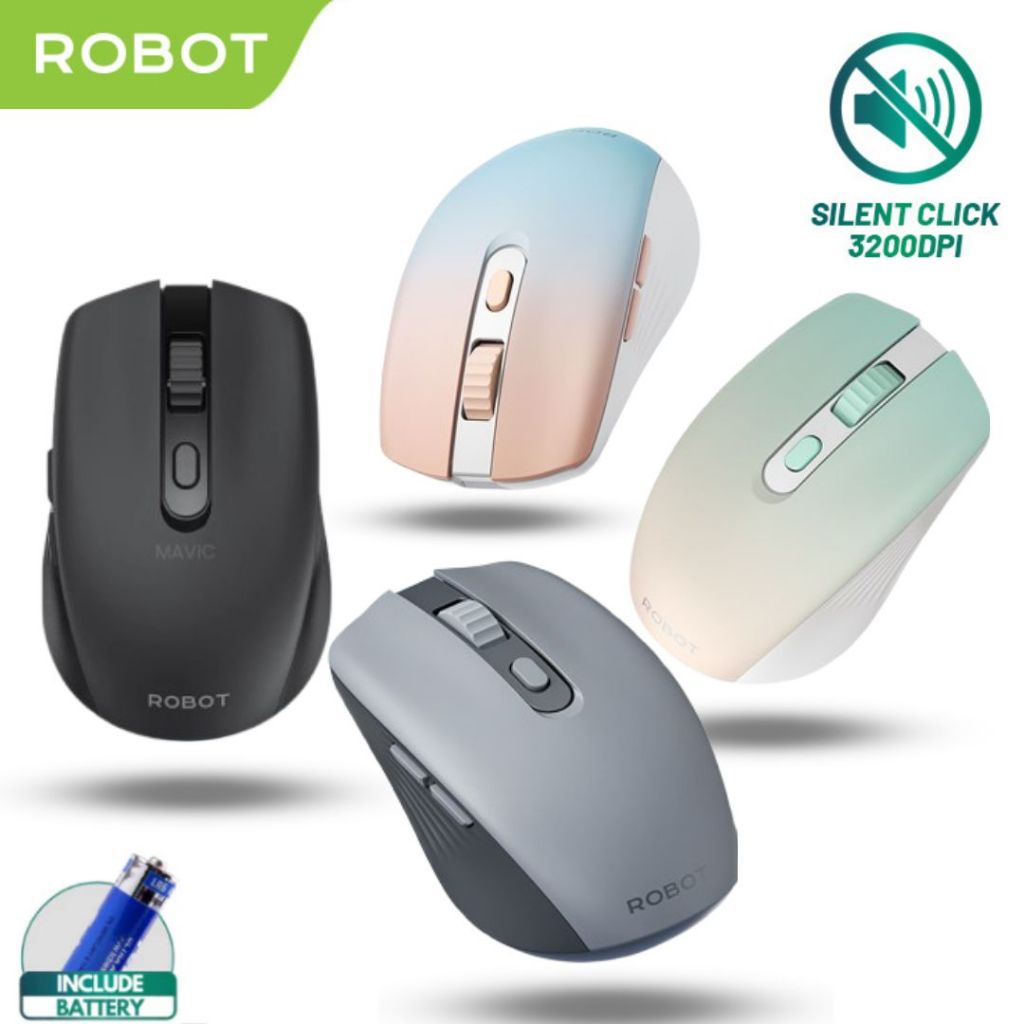 Jual ROBOT M370 Mouse Wireless 2.4GHz Silent Klik Optical 3200 DPI ...