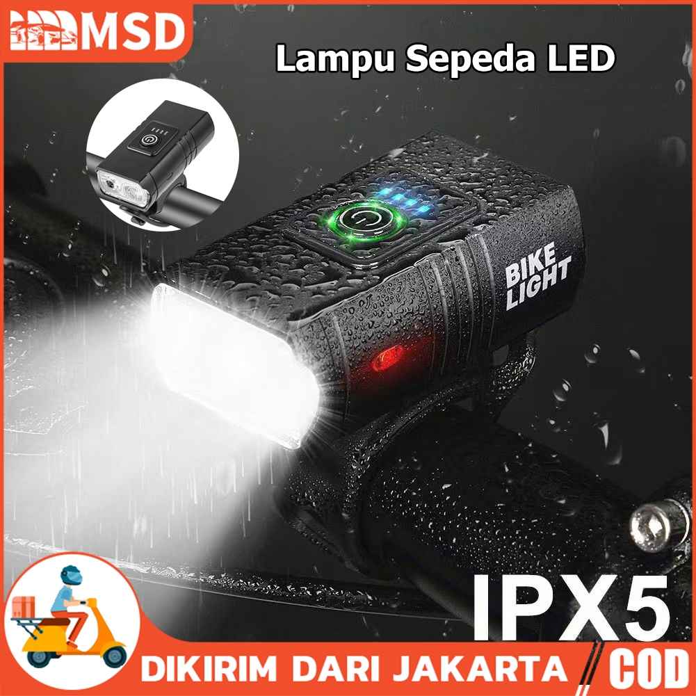 Jual Lampu 2 LED Sepeda Depan Super Terang Senter 1000Lumens Bike Light ...