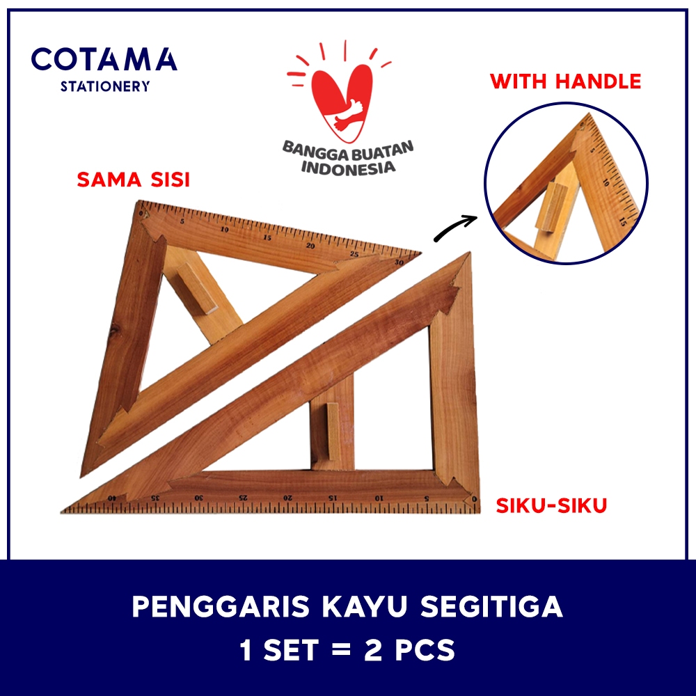Jual Penggaris Kayu Segitiga Sama Sisi dan Segitiga Siku-Siku dengan ...
