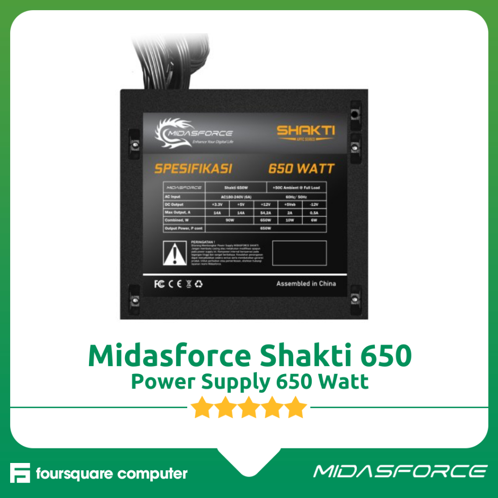 Jual PSU Midasforce Shakti 650 Watt | Power Supply 650W | Shopee Indonesia