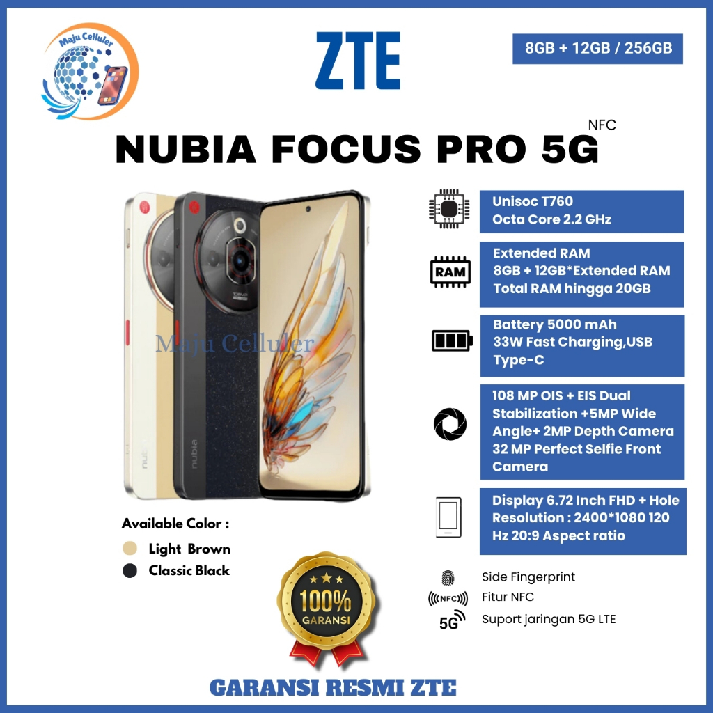 Jual HP NUBIA FOCUS PRO 5G 8/256GB, NUBIA V60 8GB/256GB,NUBIA V60 ...