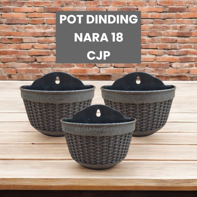 Jual Pot Dinding Nara 18 CJP Pot Warna Hitam Pot Anyam Nara 18 Pot ...