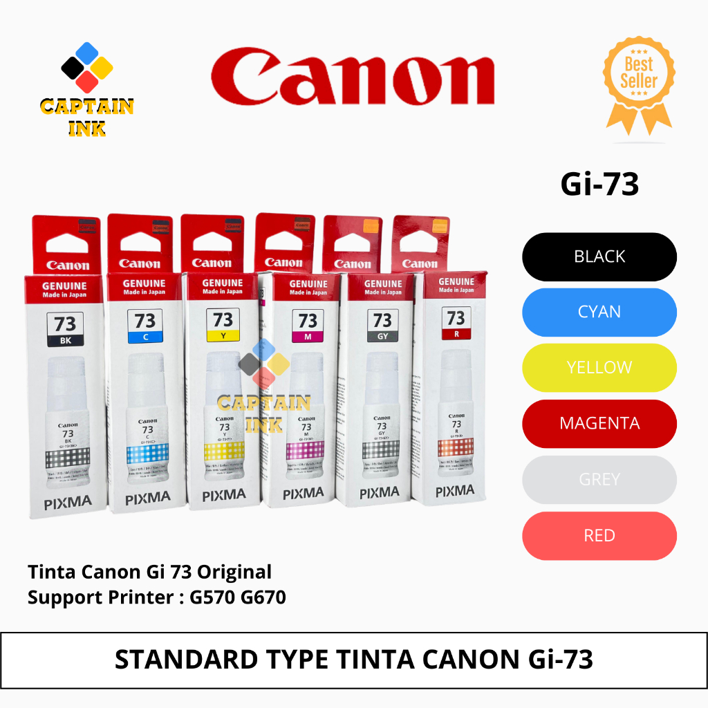 Jual 1 SET 6 PCS Tinta Canon Gi 73 Support Printer G670 G507 Original | Shopee Indonesia