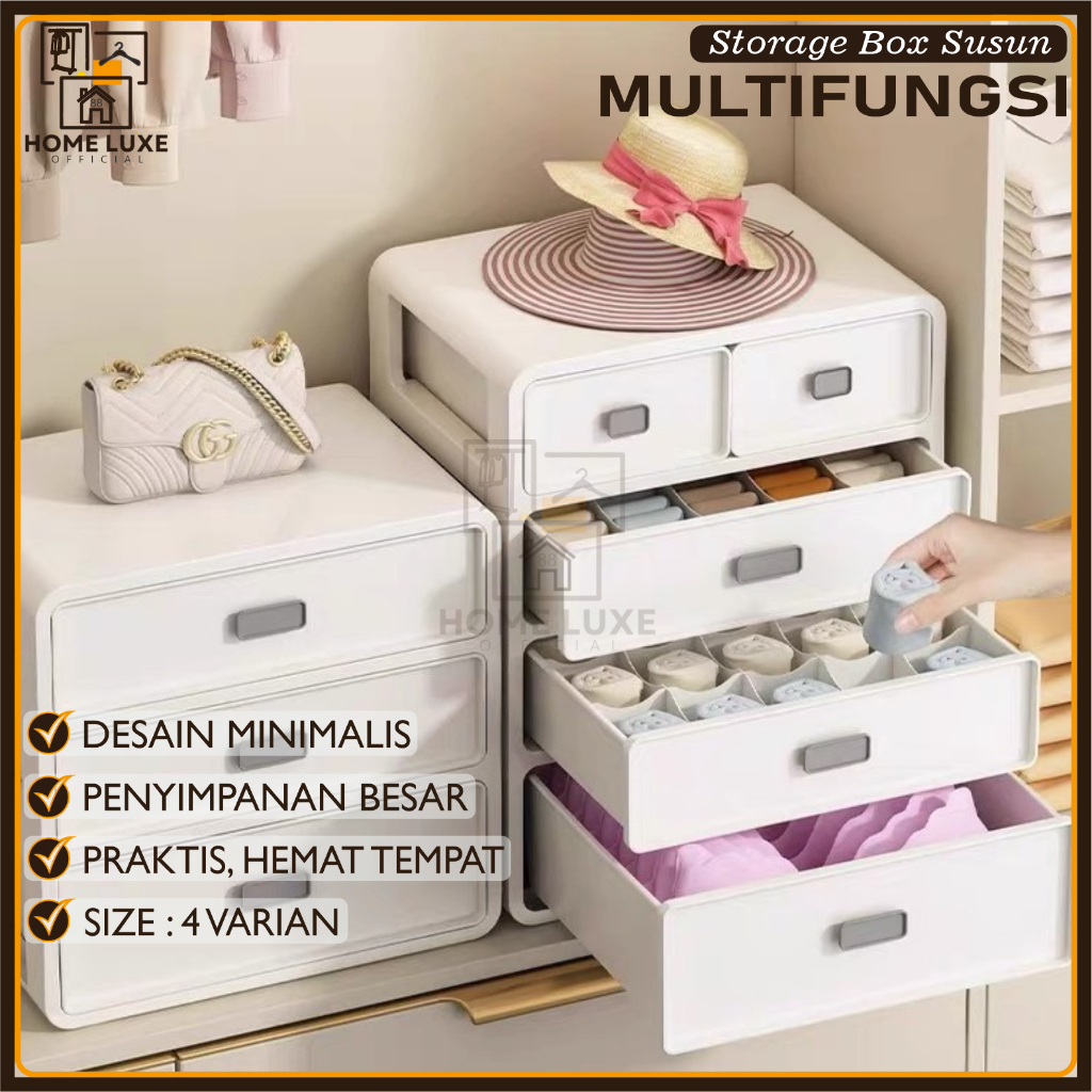 Jual HOMELUXE Kotak Tempat Penyimpanan Rak Laci Serbaguna Pakaian Dalam Kaos Kaki Storage Box ...