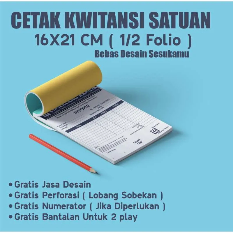 Jual Nota 1/2 Folio Bahan Kertas HVS 75gsm LEBIH TEBAL Custom sesuai ...